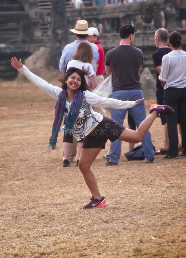 Happy Girl Dancing for Others. Editorial Photography - Image of dancing ...