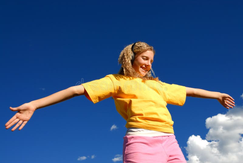 Happy girl dancing stock photo. Image of energetically - 3648170