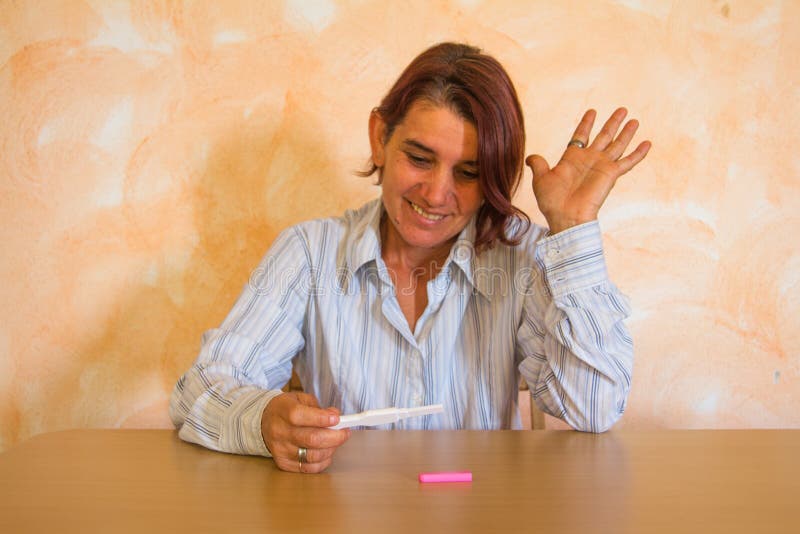 Happy Girl after Doing the Pregnancy Test Stock Image - Image of ...