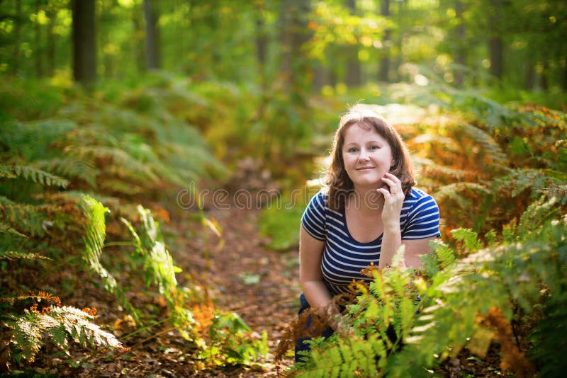 Happy Girl in Forest on a Fall Day Stock Image - Image of season ...