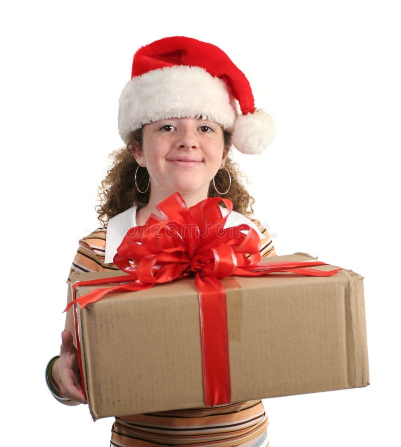 Happy Girl with Gift stock image. Image of delivering, delivery - 220395