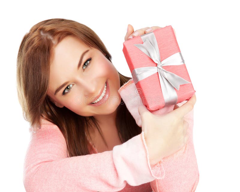Happy girl with gift stock photo. Image of christmas - 29001304