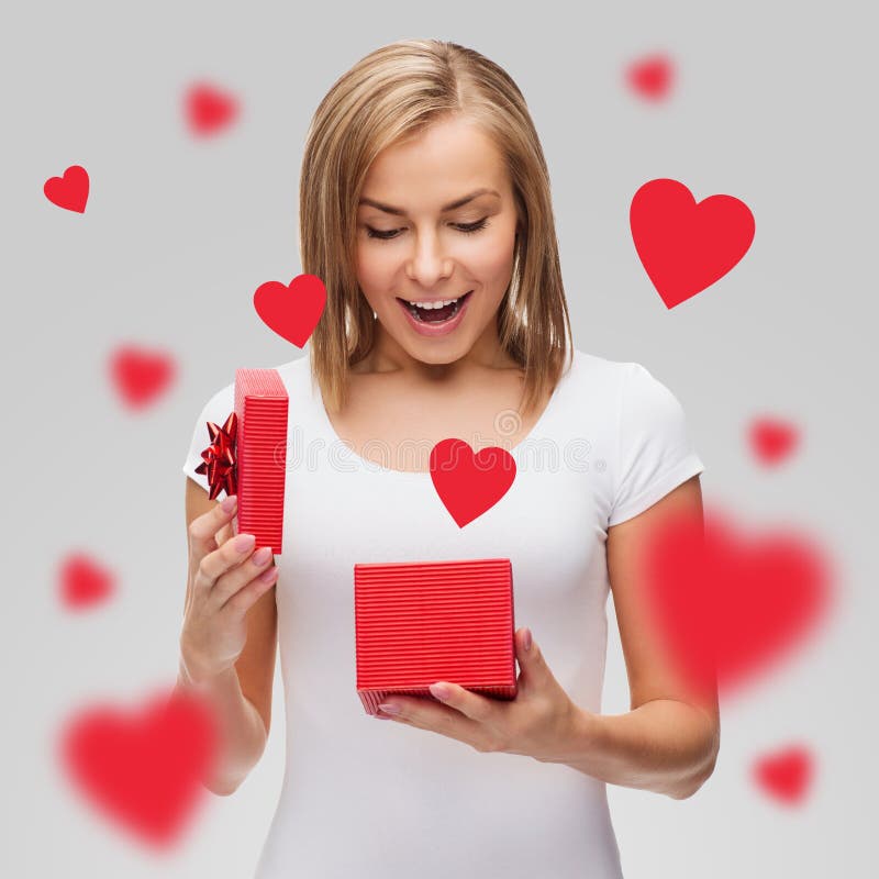 Happy girl with gift box stock image. Image of person - 37706549