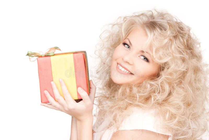 Happy girl with gift box stock image. Image of cheerful - 40608351