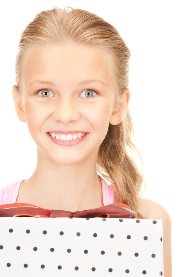 Happy girl with gift box stock photo. Image of cheerful - 40633058