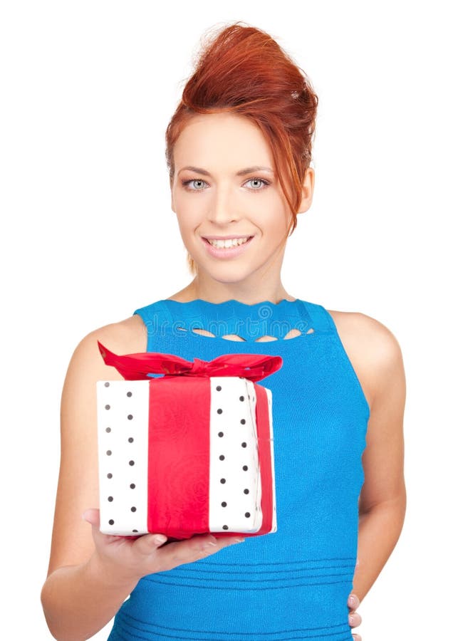 Happy girl with gift box stock photo. Image of adorable - 40639646