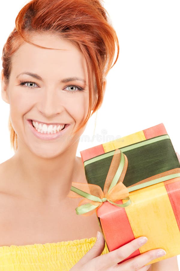 Happy girl with gift box stock photo. Image of closeup - 40669224
