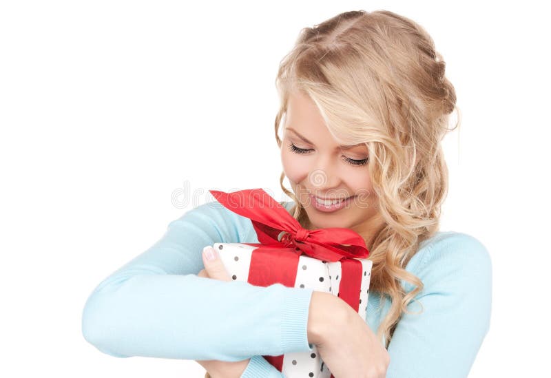Happy girl with gift box stock image. Image of festive - 40701149
