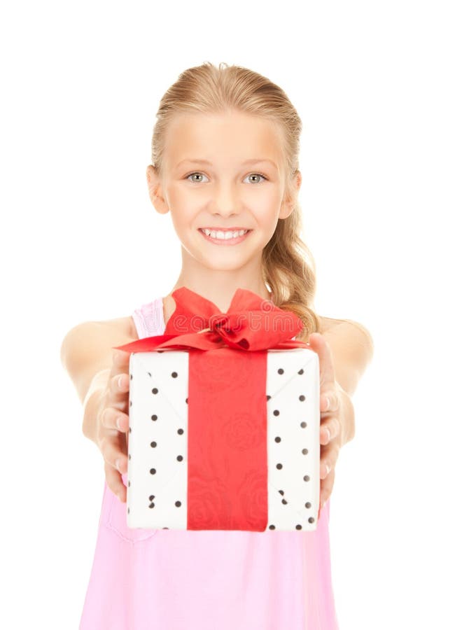 Happy girl with gift box stock image. Image of happy - 40906247