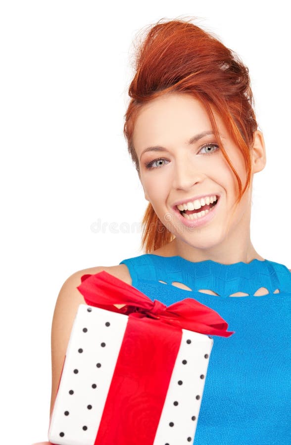 Happy girl with gift box stock photo. Image of caucasian - 40952162