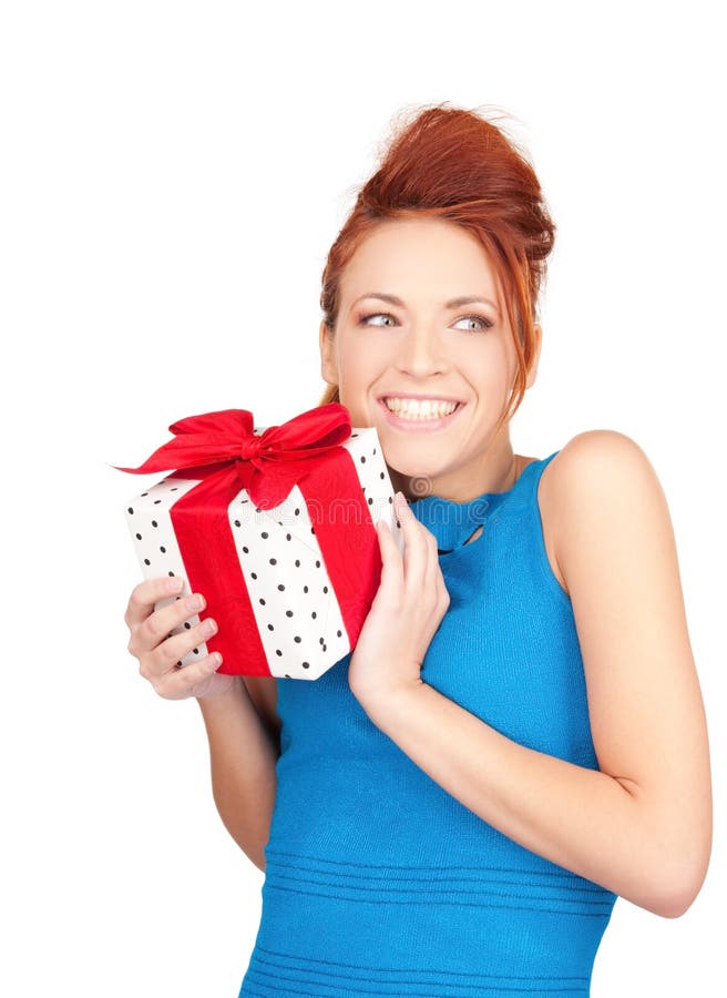 Happy girl with gift box stock photo. Image of face, enjoying - 41010548