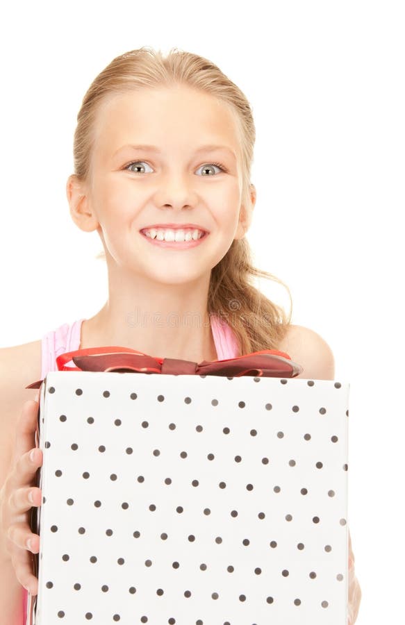 Happy girl with gift box stock image. Image of joyful - 41330763