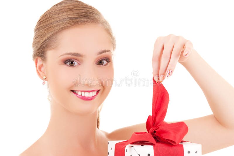 Happy girl with gift box stock image. Image of lady, charming - 41454273