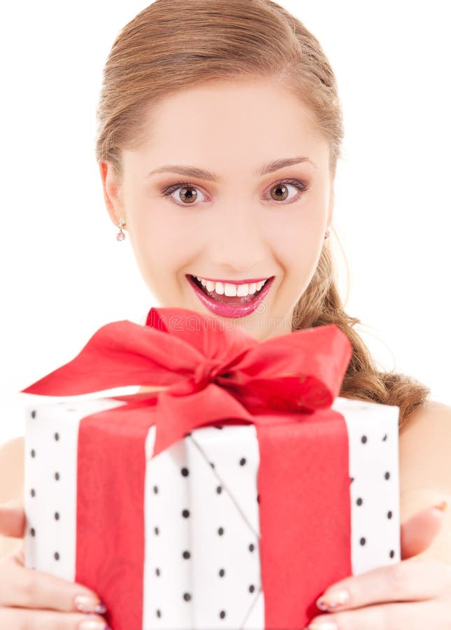 Happy girl with gift box stock image. Image of girl, holding - 41620119