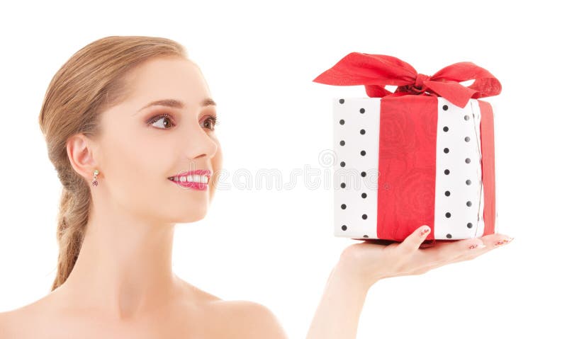 Happy girl with gift box stock photo. Image of friendly - 41690790