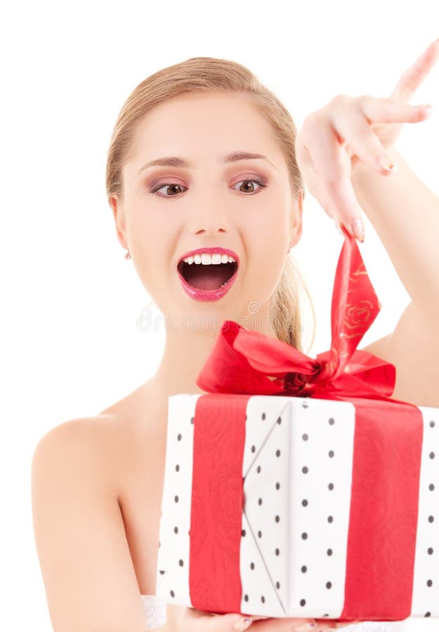 Happy girl with gift box stock photo. Image of gorgeous - 41928972