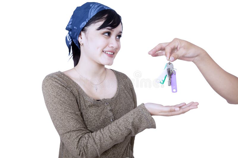 Happy Girl Given House Key - Isolated Stock Image - Image of chinese ...