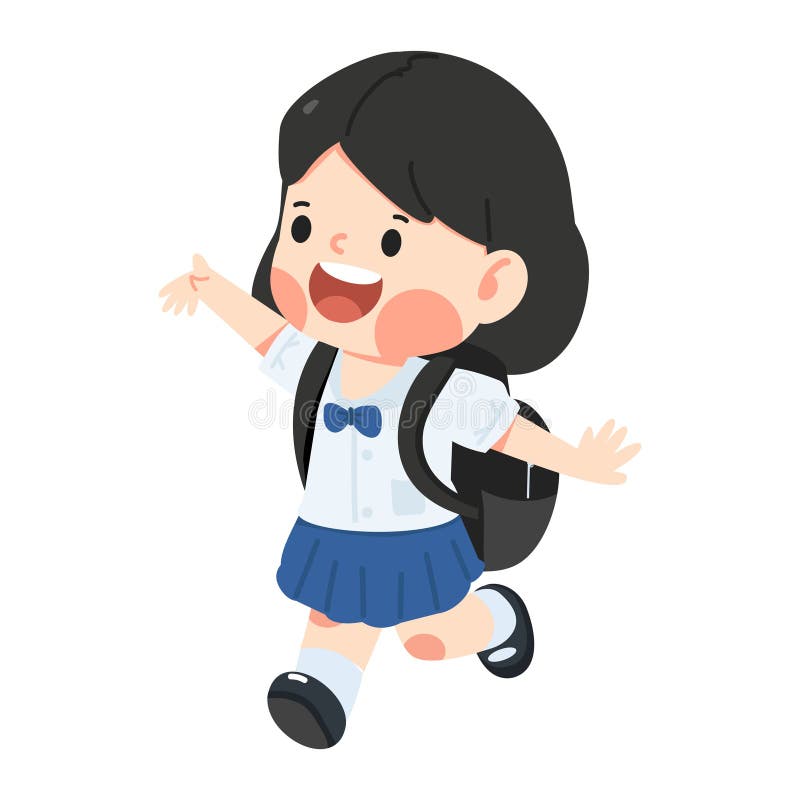 Happy girl going to school stock vector. Illustration of grade - 324766684