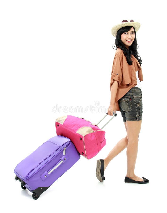 Happy Girl Going on Vacation Stock Photo - Image of people, pink: 28010772