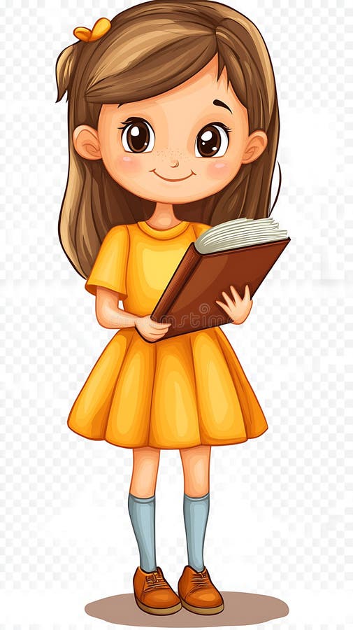 A Happy Girl Holding a Book Ready To Read Stock Photo - Image of girl ...