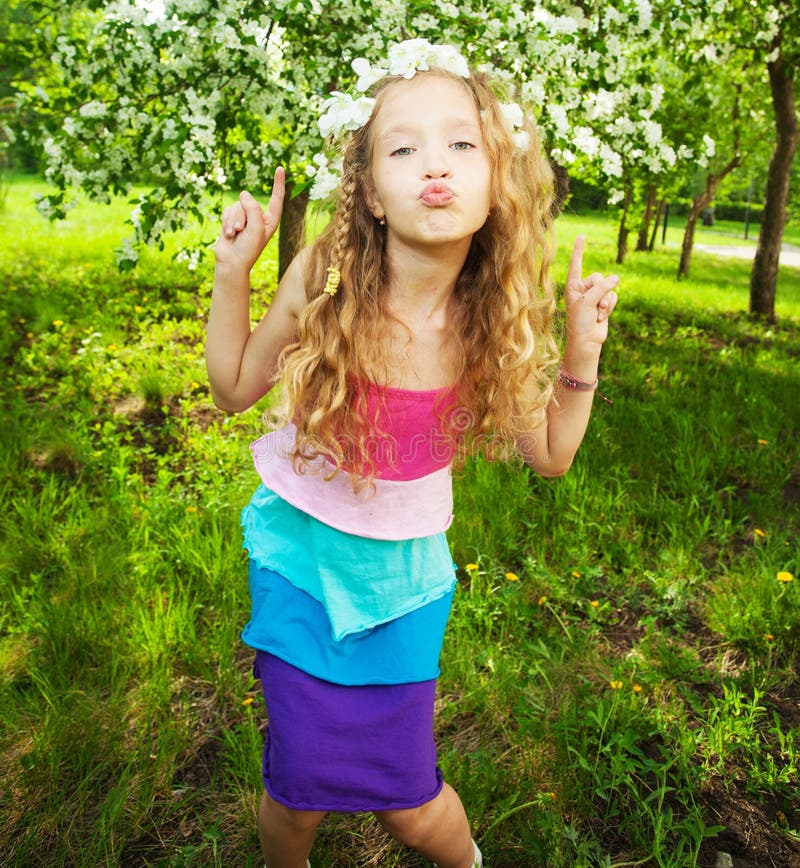 Happy girl outdoors stock photo. Image of happy, little - 49661776
