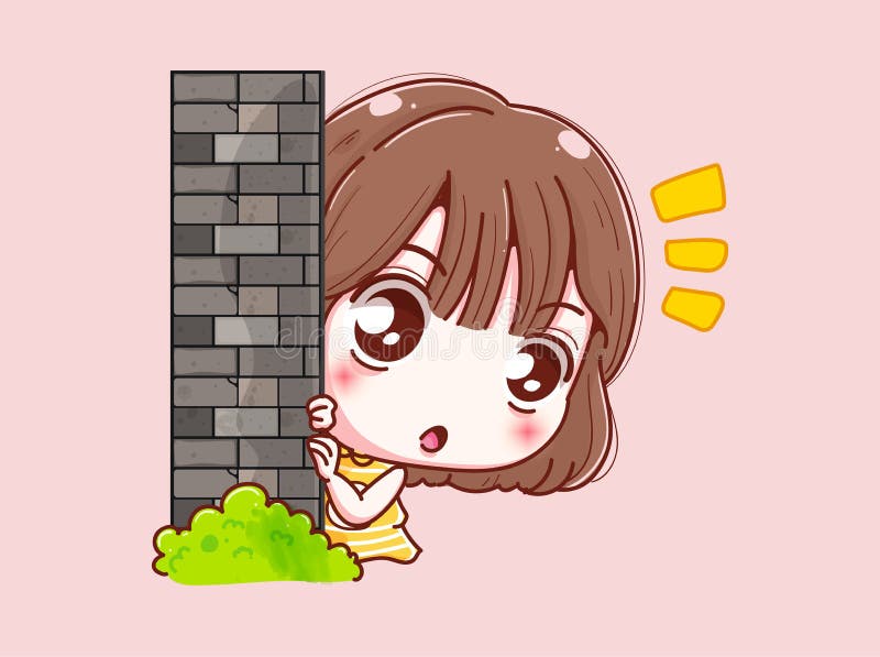 Happy Girl Peek a Boo and Character Design Stock Vector - Illustration ...