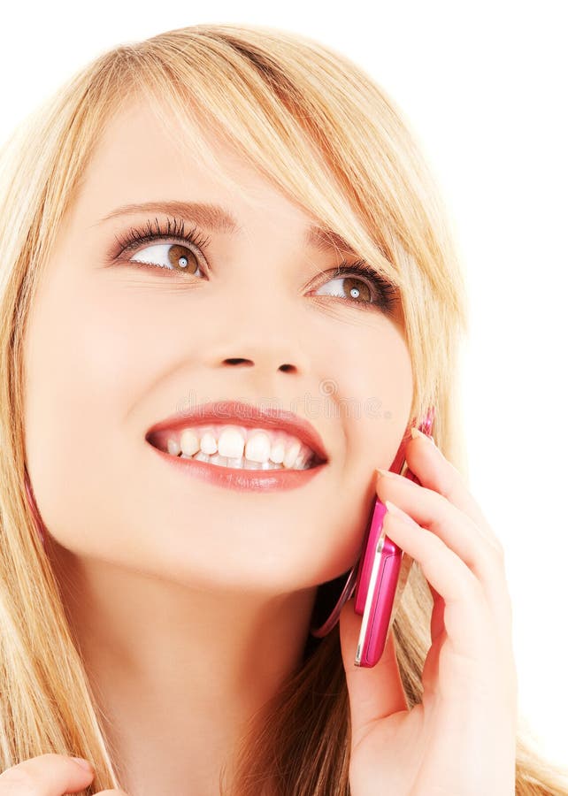 Portrait of Teenage Girl Talking on Cellphone Stock Photo - Image of ...