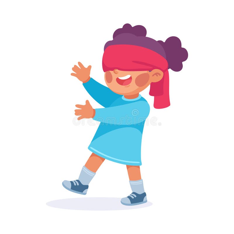 Happy Girl Playing Hide And Seek Game Having Fun Vector Illustration Stock Vector Illustration 2501