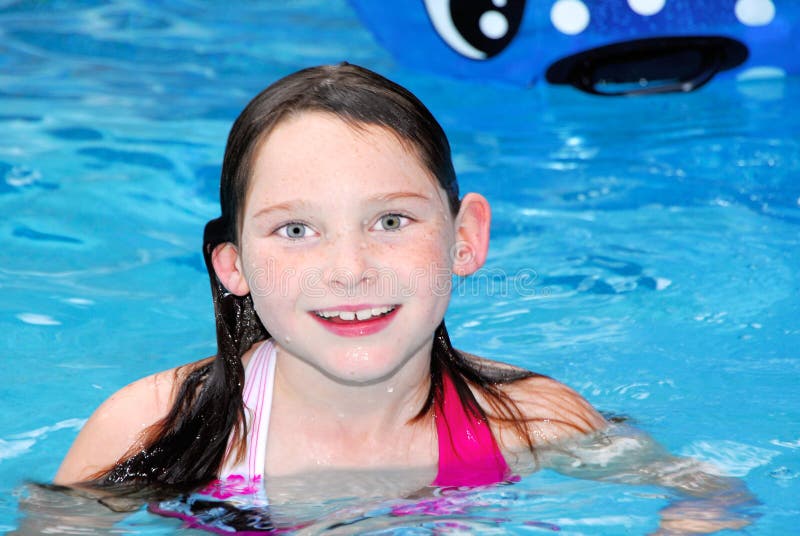 Happy girl in pool stock image. Image of young, girl - 12946317
