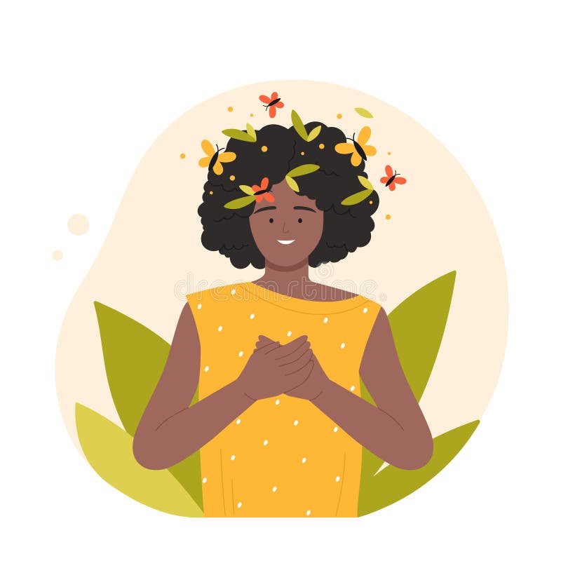 Happy Girl with Positive Thoughts Stock Vector - Illustration of ...