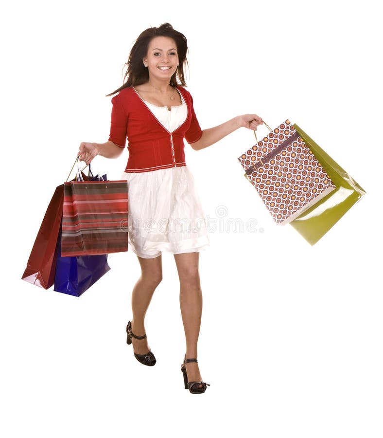 Happy Girl with Shopping Bag. Stock Photo - Image of shoes, retail ...