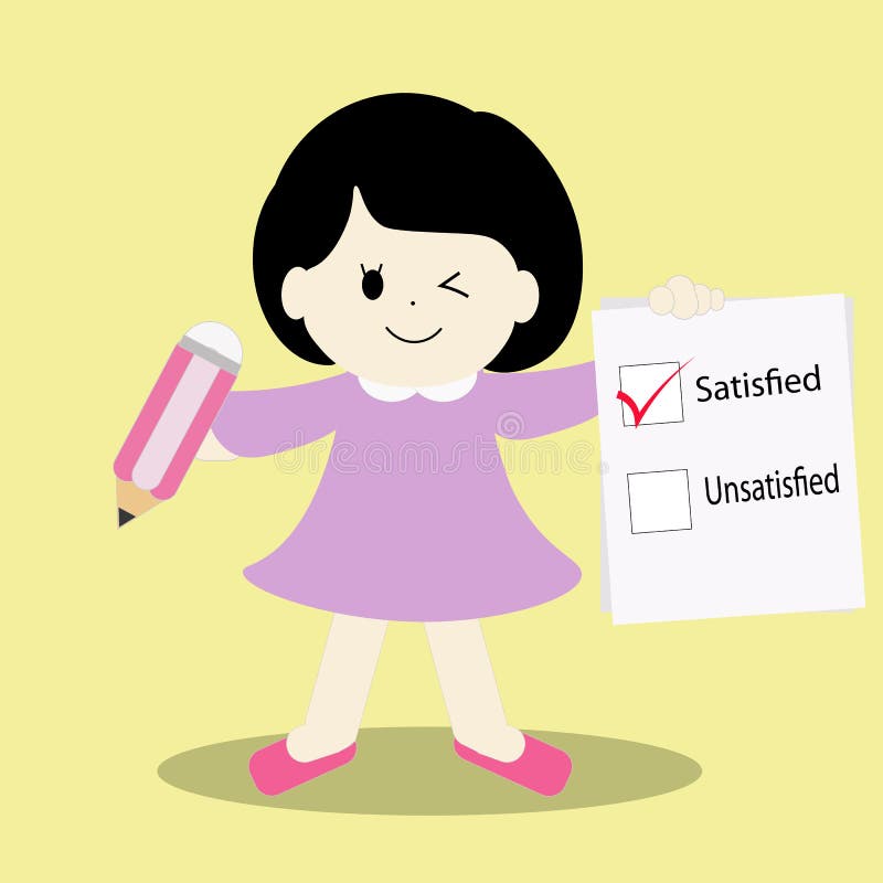 Happy Girl Showing Satisfaction Stock Vector - Illustration of tick ...