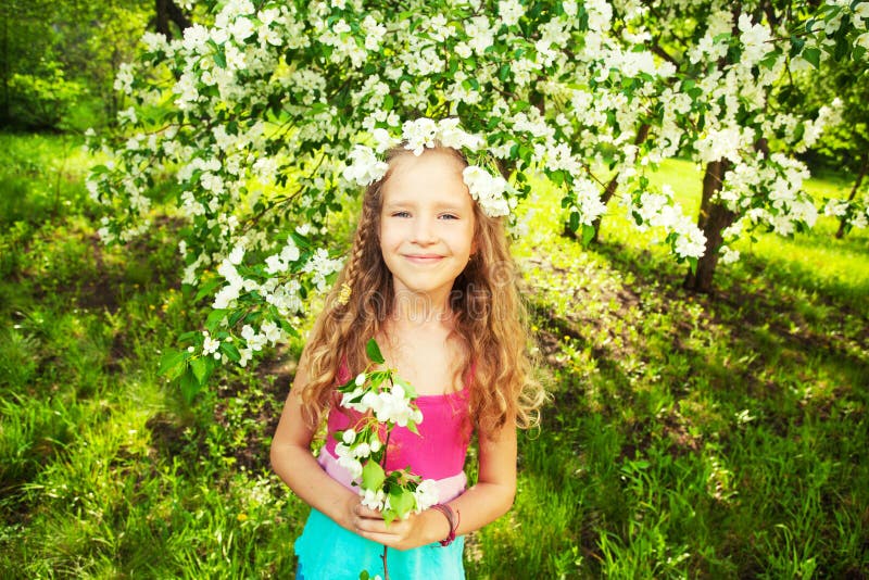 Happy girl at spring stock image. Image of girls, spring - 66049817