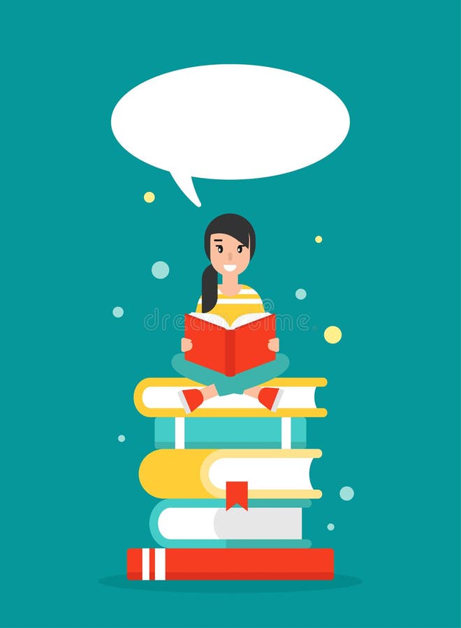 Happy Girl with Big Speech Bubble. Creative Teacher, Student, Helper ...