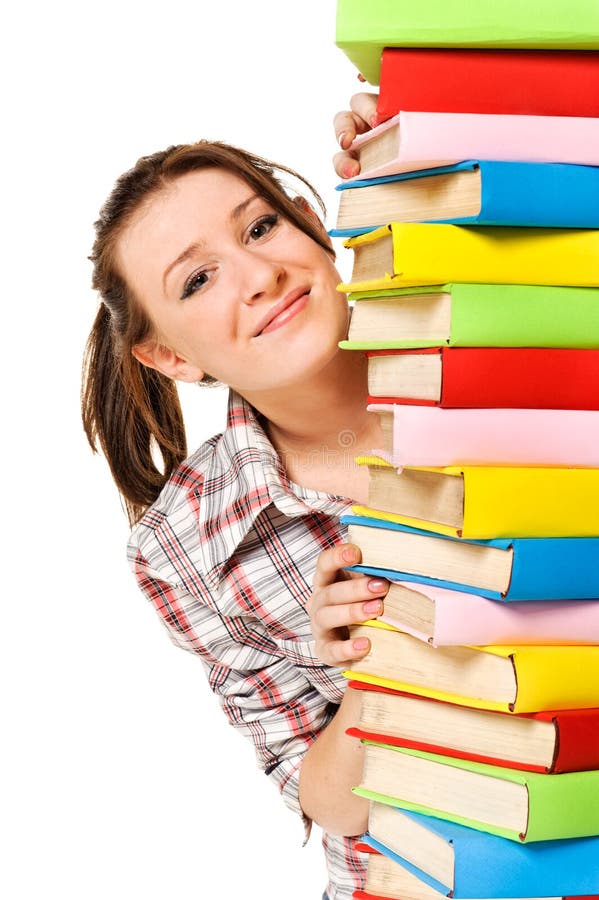 Happy Girl with Stack Color Book Stock Image - Image of knowledge, girl ... Happy Girl with Stack Color Book Stock Image - Image of knowledge, girl ...