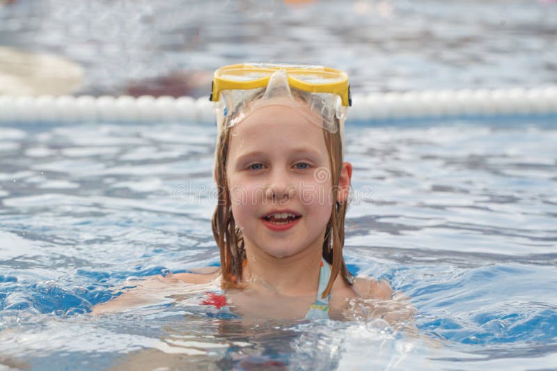 Happy Girl in Swimming Pool Stock Photo - Image of years, water: 366008994