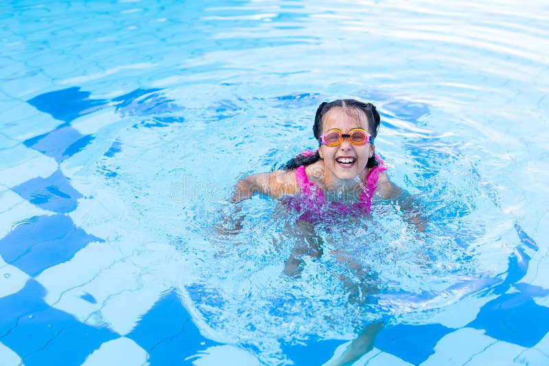 Happy Girl in the Swimming in Swimming Suit Stock Photo - Image of ...