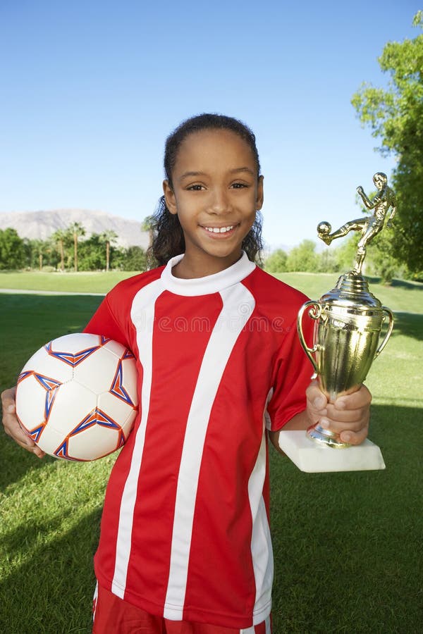 Happy Girl with Trophy stock photo. Image of champion - 29658262