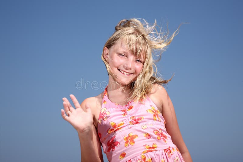Happy girl waving Hello! stock image. Image of happiness - 7743713