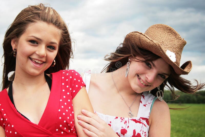 Happy girls stock photo. Image of happy, green, friendship - 2662604