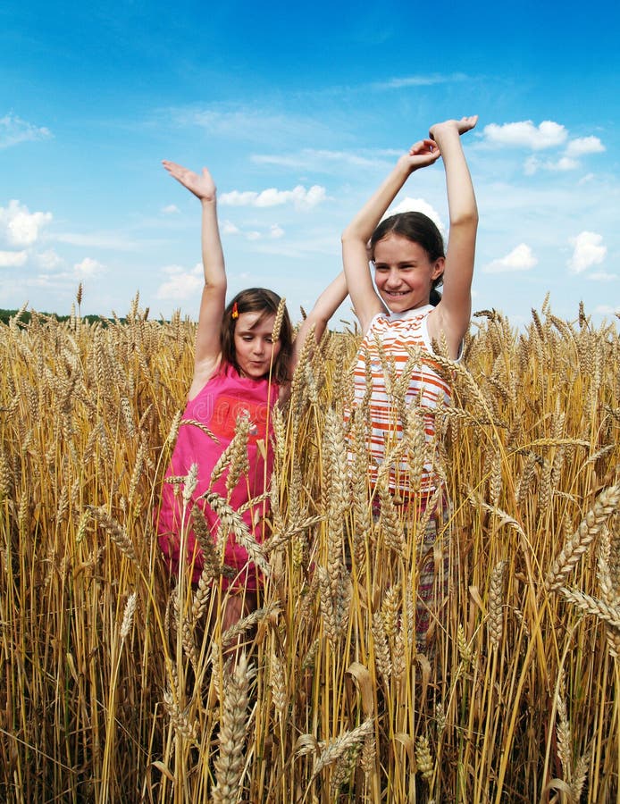 Happy Girls On A Field Picture. Image: 6227108