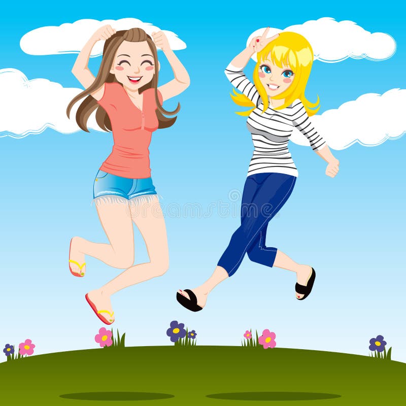Little girls on swing stock illustration. Illustration of playful ...