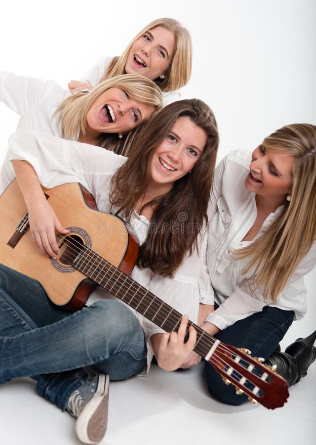 Pretty guitar player stock photo. Image of instrument - 49865816