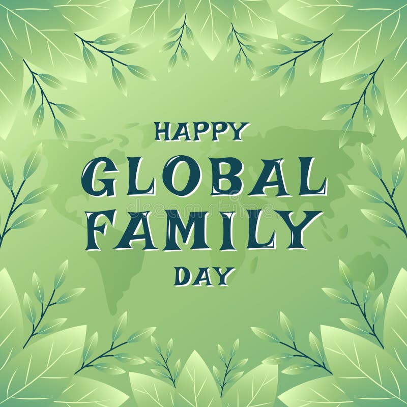 Happy Global Family Day Illustration with Leaves Frame Stock ...