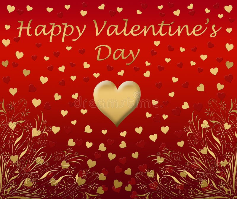 Happy gold valentines card stock illustration. Illustration of heart ...