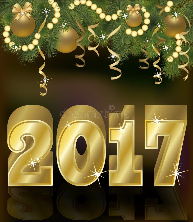 Golden 2017 New Year Invitation Wallpaper, Vector Stock Vector ...