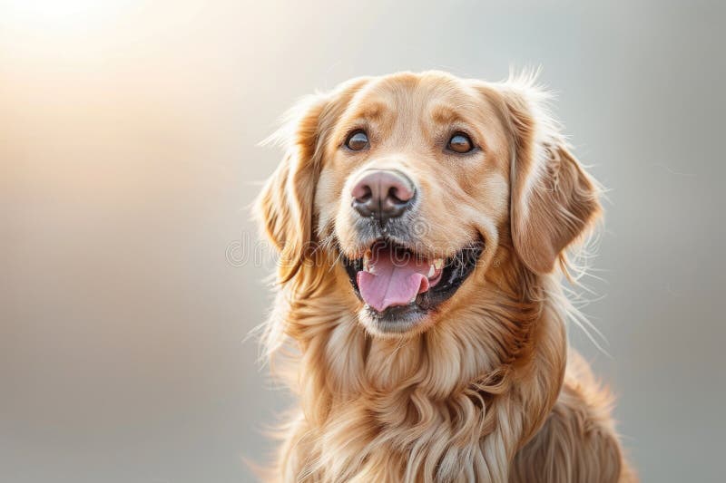 Happy Golden Retriever Outdoors at Sunset Stock Image - Image of warm ...