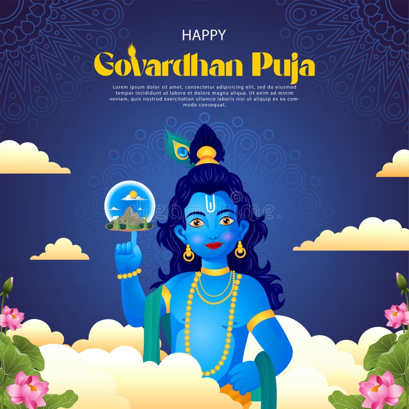 Happy Govardhan Puja Illustration with Gradient Concept Stock ...