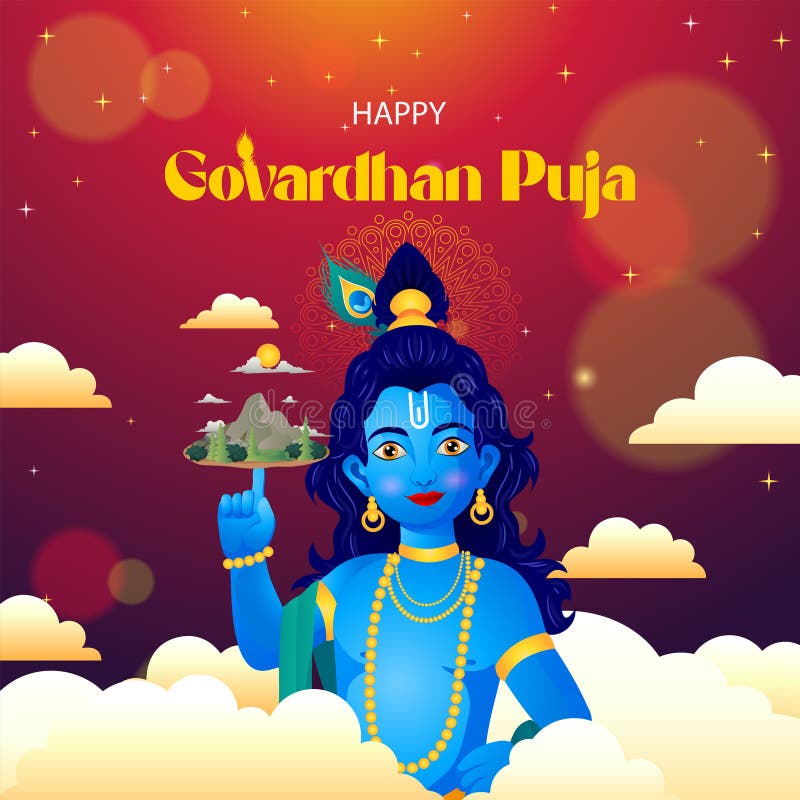 Happy Govardhan Puja Illustration with Gradient Concept Stock ...
