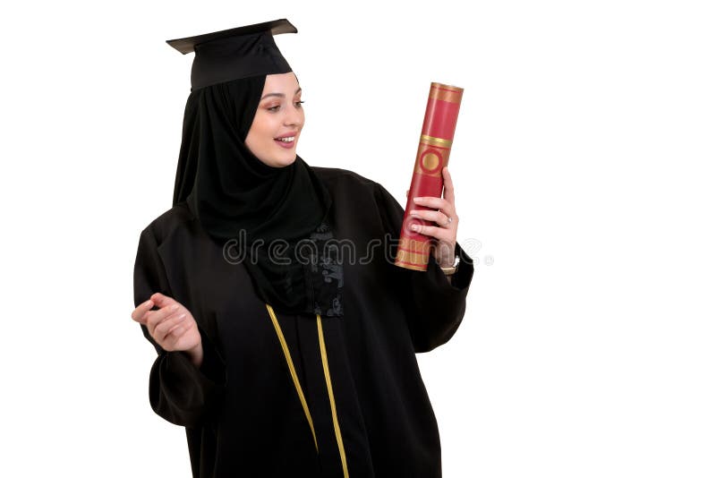 Happy Graduate Arabic Muslim Student with Diploma Stock Photo - Image ...